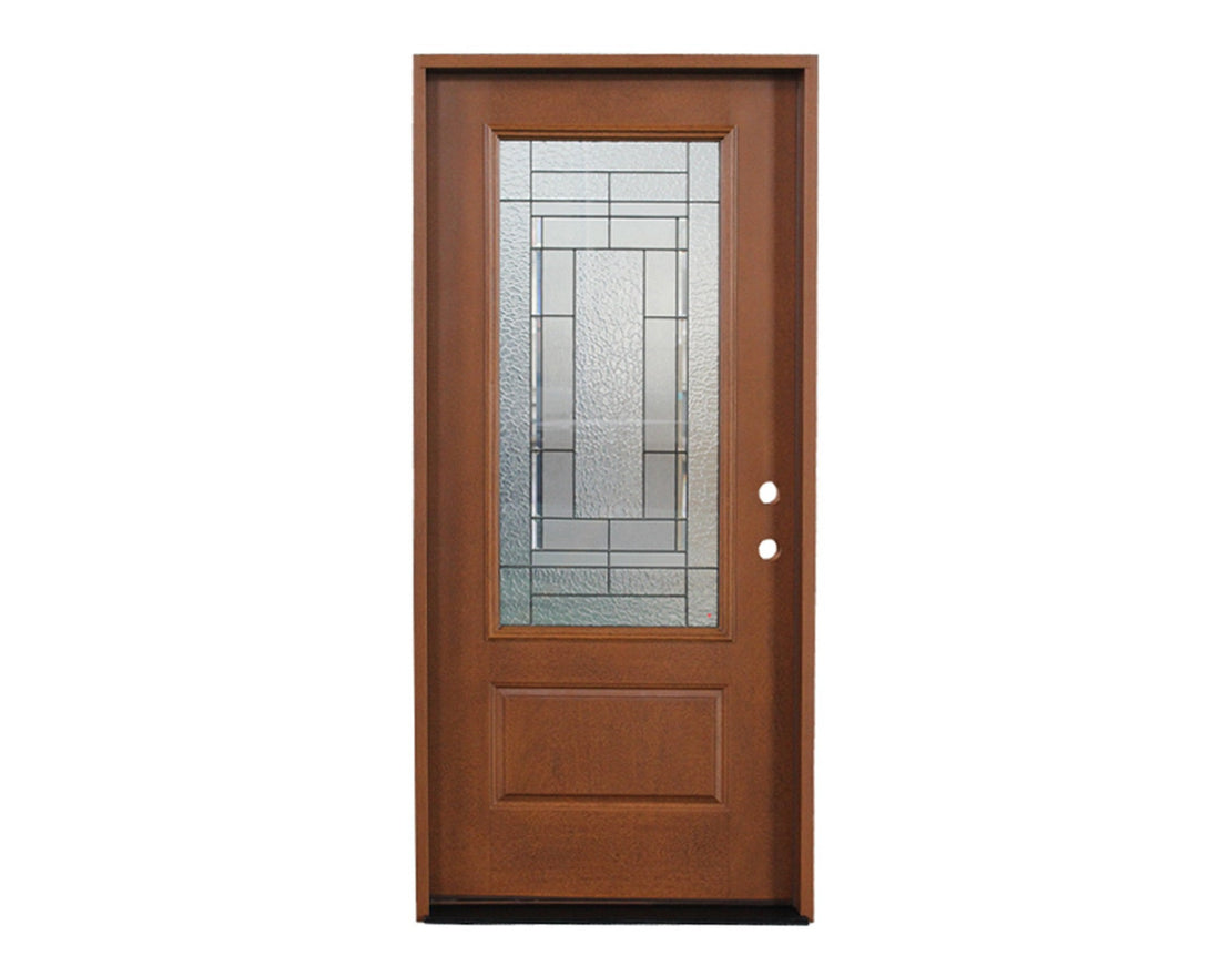 3/4 Textured Pre-Finished Fiberglass Exterior Door with Decorative gla