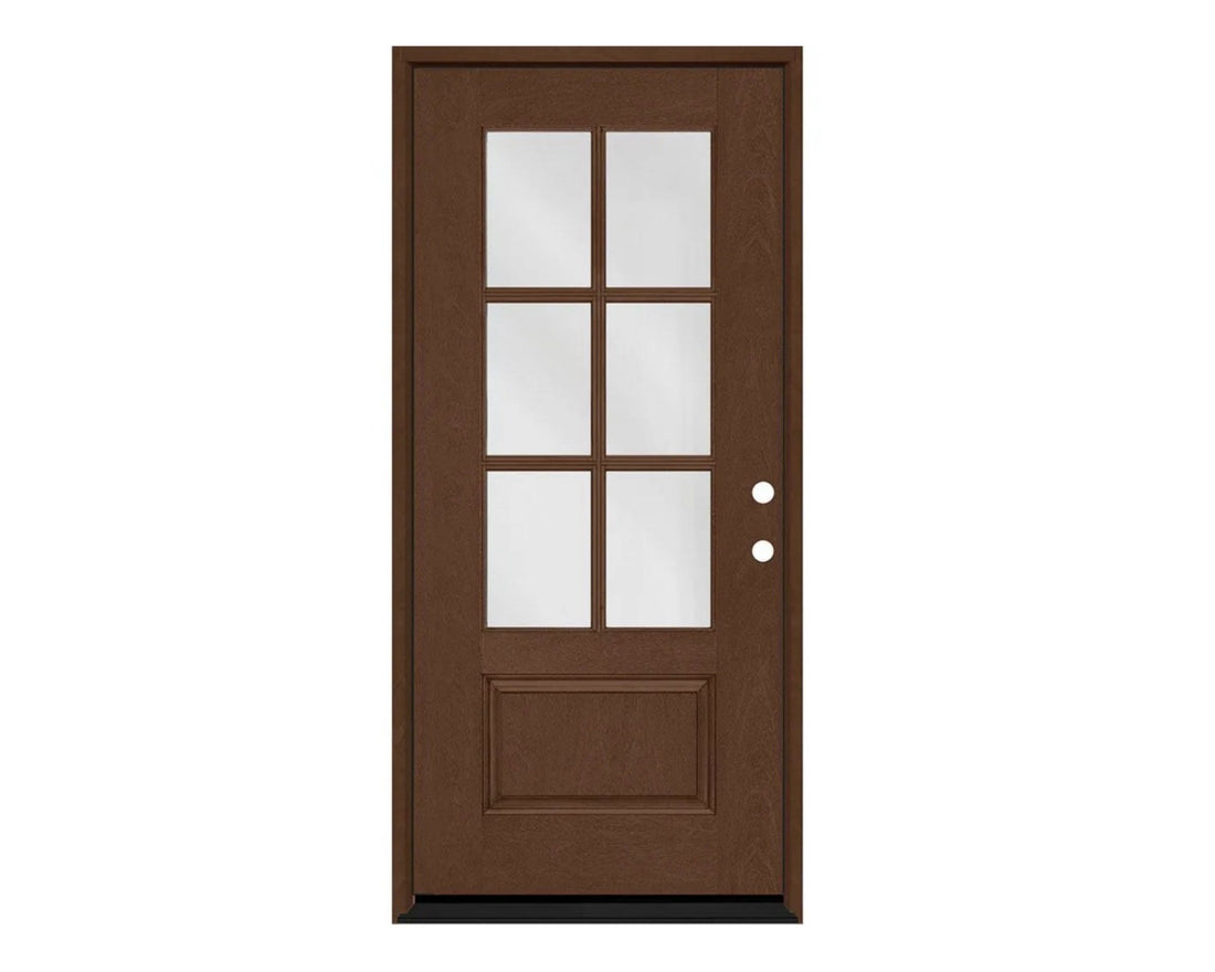 6 Lite 3/4 Textured Fiberglass Exterior Door with Clear Glass and Full