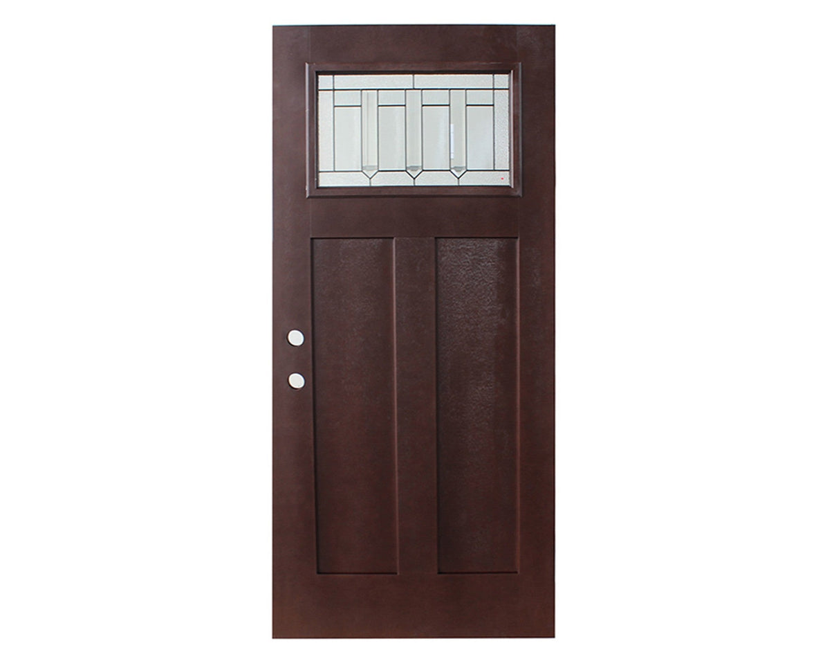 Decorative Pre-Finished Textured Fiberglass Craftsman Exterior Door wi